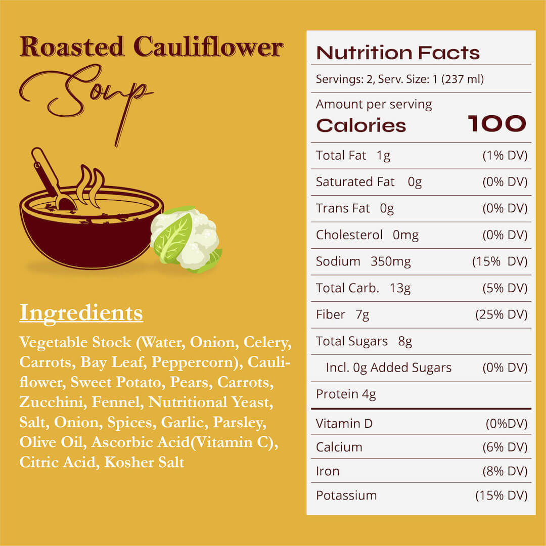 Roasted Cauliflower Soup: Delivery, Recipe & Nutritional Facts – 18 CHESTNUTS